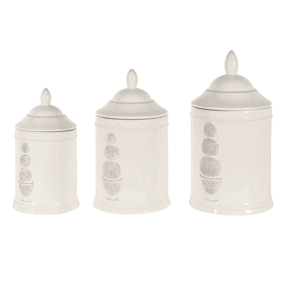 Set Of 3 Cream Lidded Storage Jars – Cotswold Luxe