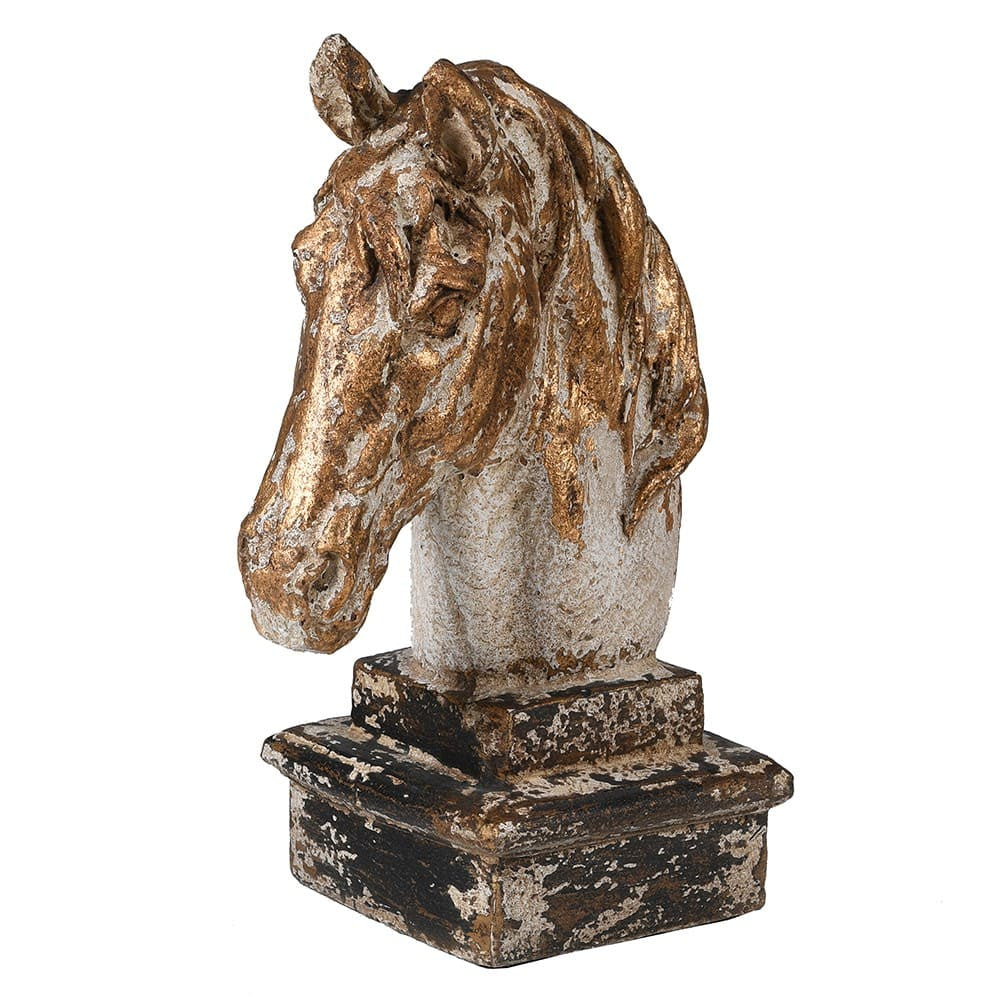 Gold distressed horse head ornament – Cotswold Luxe